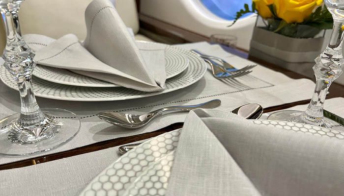 New linens launched for private jet dining | Business Jet Interiors